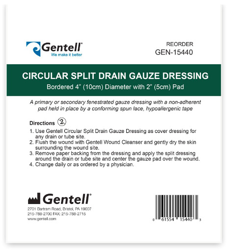 Gentell® Circular Split Drain Gauze Dressing - American Medicals