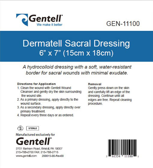 Gentell® Dermatell™ Hydrocolloid Sacral Wound Dressing - American Medicals