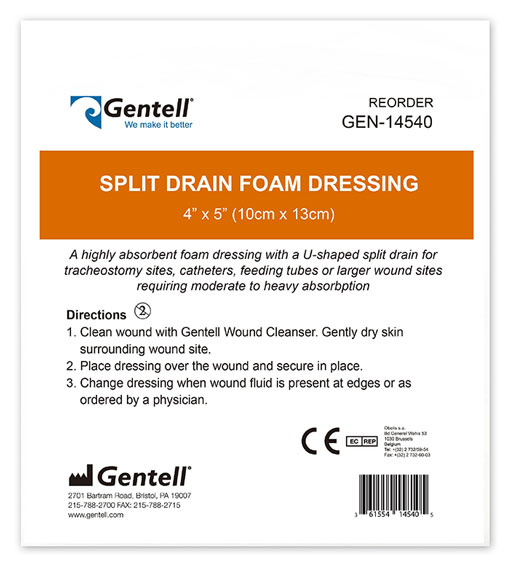 Gentell® Split Drain Foam Dressing - American Medicals